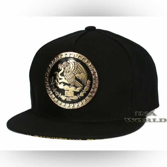 Accessories | Mexico Hat Metallic Gold Federal Logo Snapback Flat Bill ...